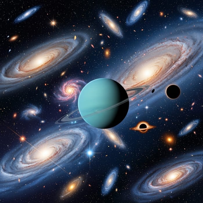 Uranus in Deep Space: Constellation of Galaxies and Black Holes | AI ...