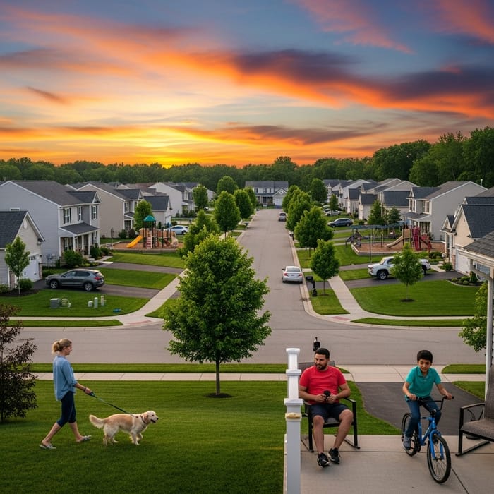 Scenic Sigma, Ohio Neighborhood at Sunset | AI Art Generator | Easy ...