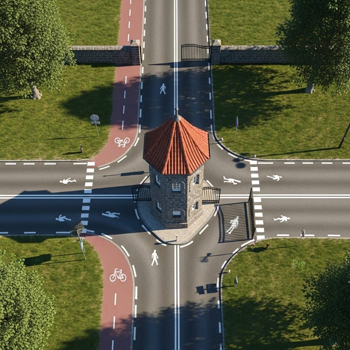 Top-down View of Sentry Box | Bicycle & Pedestrian Entry, Dual Car ...