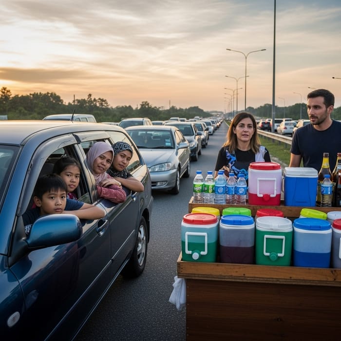 Malaysian Family Grateful for Drinks in 25-Hour Hari Raya Traffic Jam ...