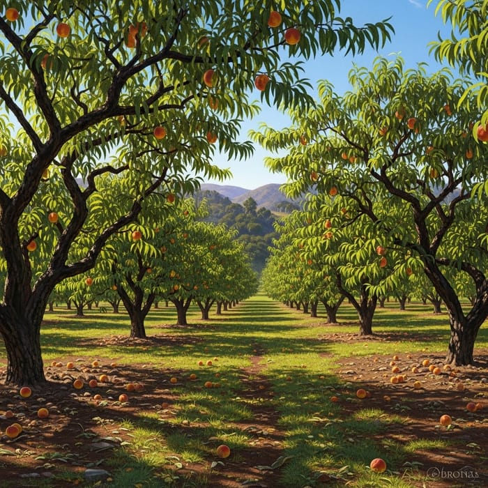 Serene Peach Grove Orakau 1846 Battle Scene | AI Art Generator | Easy ...