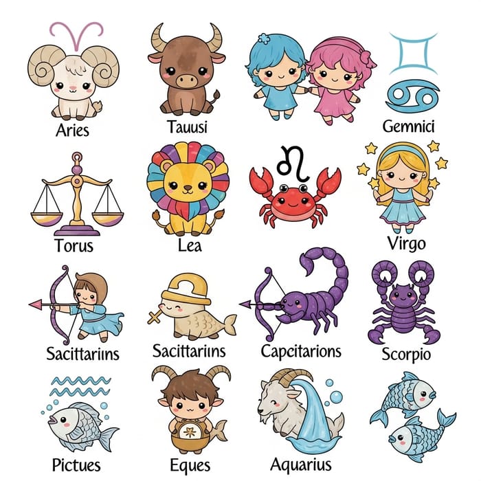 Kawaii Zodiac Signs - Adorable Visual Representations | AI Art ...