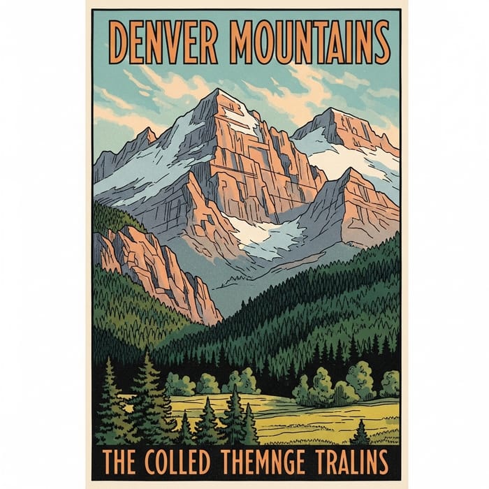 Vintage Denver Mountains Art: Captivating Peaks in Vibrant Colors | AI ...