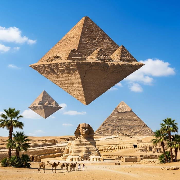 Giza Pyramids Flying: A Fantastical Vision | AI Art Generator | Easy ...