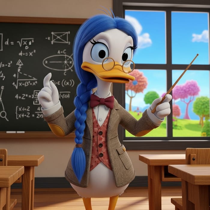 Female Duck Professor with Glasses & Blue Braided Hair | AI Art ...