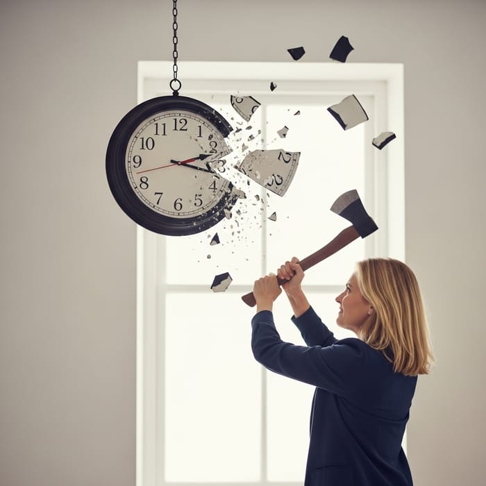 Blonde Woman Smashing Wall Clock with Axe - Stunning Image | AI Art ...