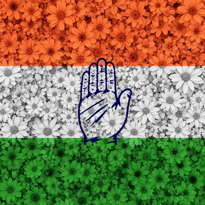 Congress Party Flag in Floral Design | AI Art Generator | Easy-Peasy.AI
