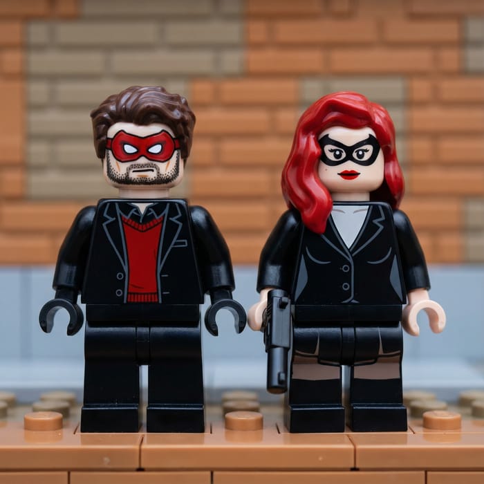 Scarlet Mask & Femme Fatale LEGO Minifigures | AI Art Generator | Easy ...