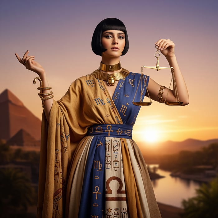 Libra Egyptian Woman with Short Hair | AI Art Generator | Easy-Peasy.AI