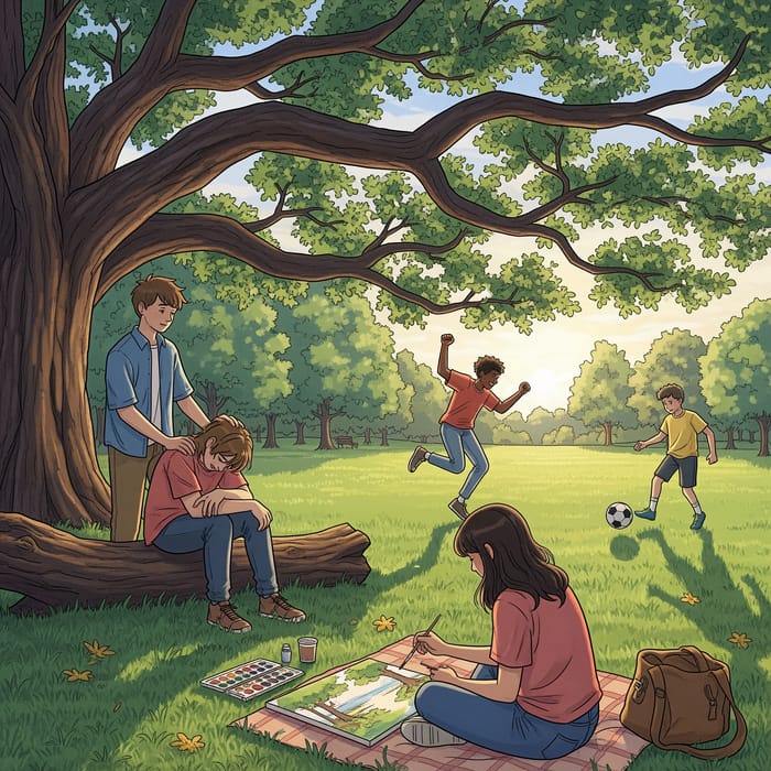 A Boy Taller Than Friends: Joy and Emotion in Play | AI Art Generator ...