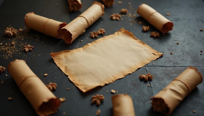 Mysterious Unrolled Scroll on Dark Surface | AI Art Generator | Easy ...