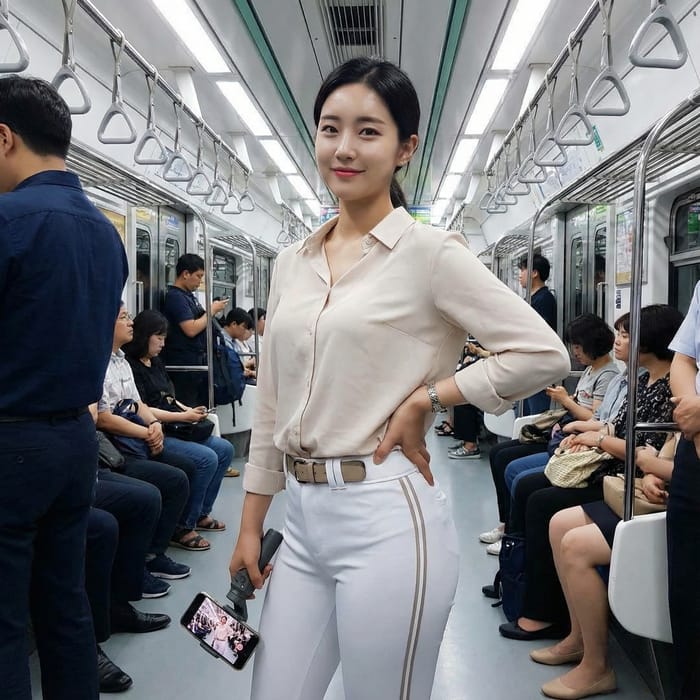 Korean Influencer Stuns in Tight Subway Outfit | AI Art Generator ...