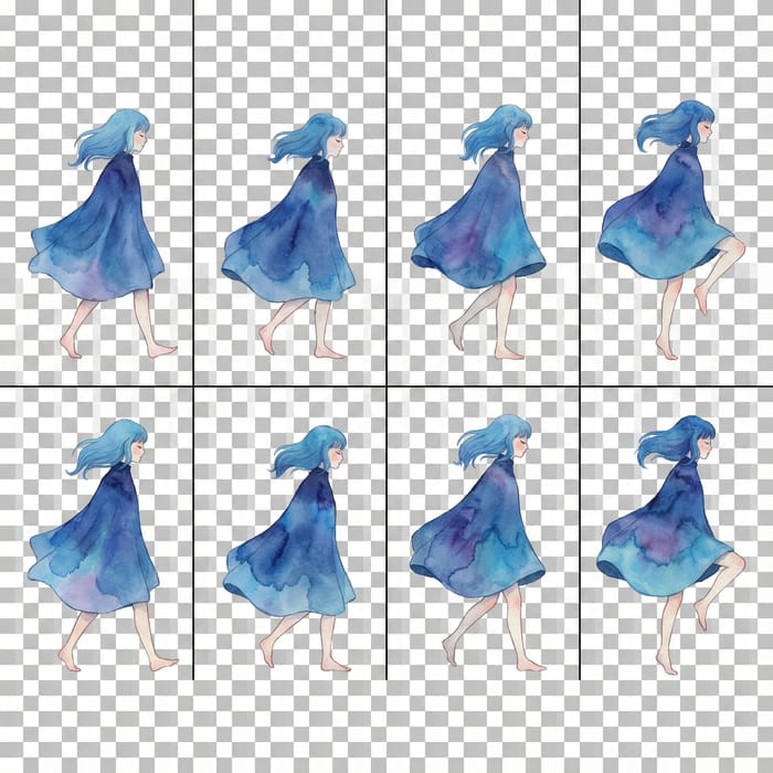 GRIS-Inspired Walking Sprite Sheet for Unity | AI Art Generator | Easy ...