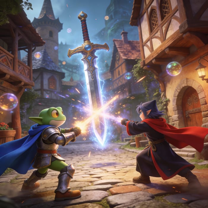 Frog and Magus Battle Masamune in Chrono Trigger | AI Art Generator ...