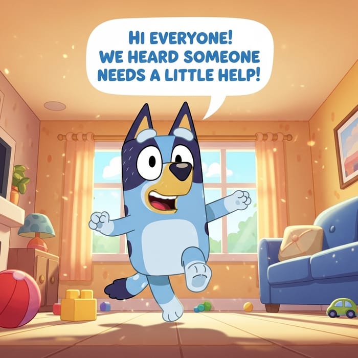 Bluey to the Rescue: Exciting Help Awaits! | AI Art Generator | Easy-Peasy.AI