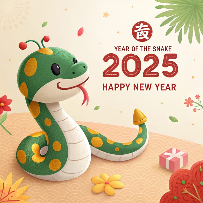 2025 Cute 3D Snake New Year Celebration | AI Art Generator | Easy-Peasy.AI