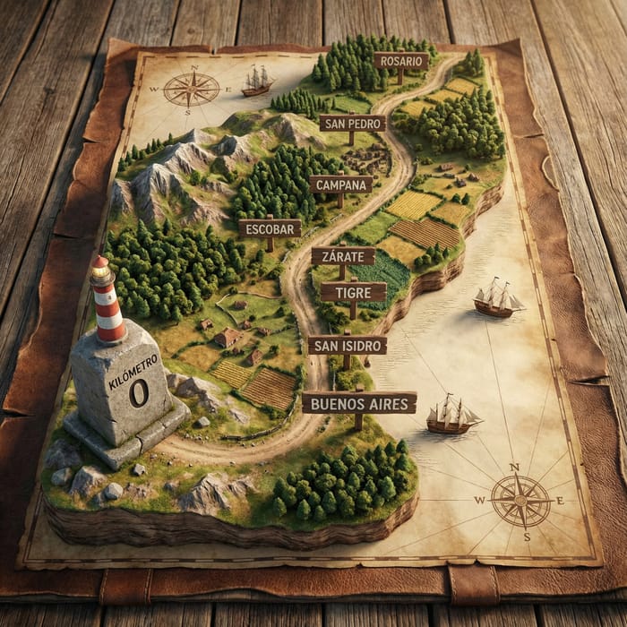 3D Map of Mimosa Route from Kilometer 0 | AI Art Generator | Easy-Peasy.AI