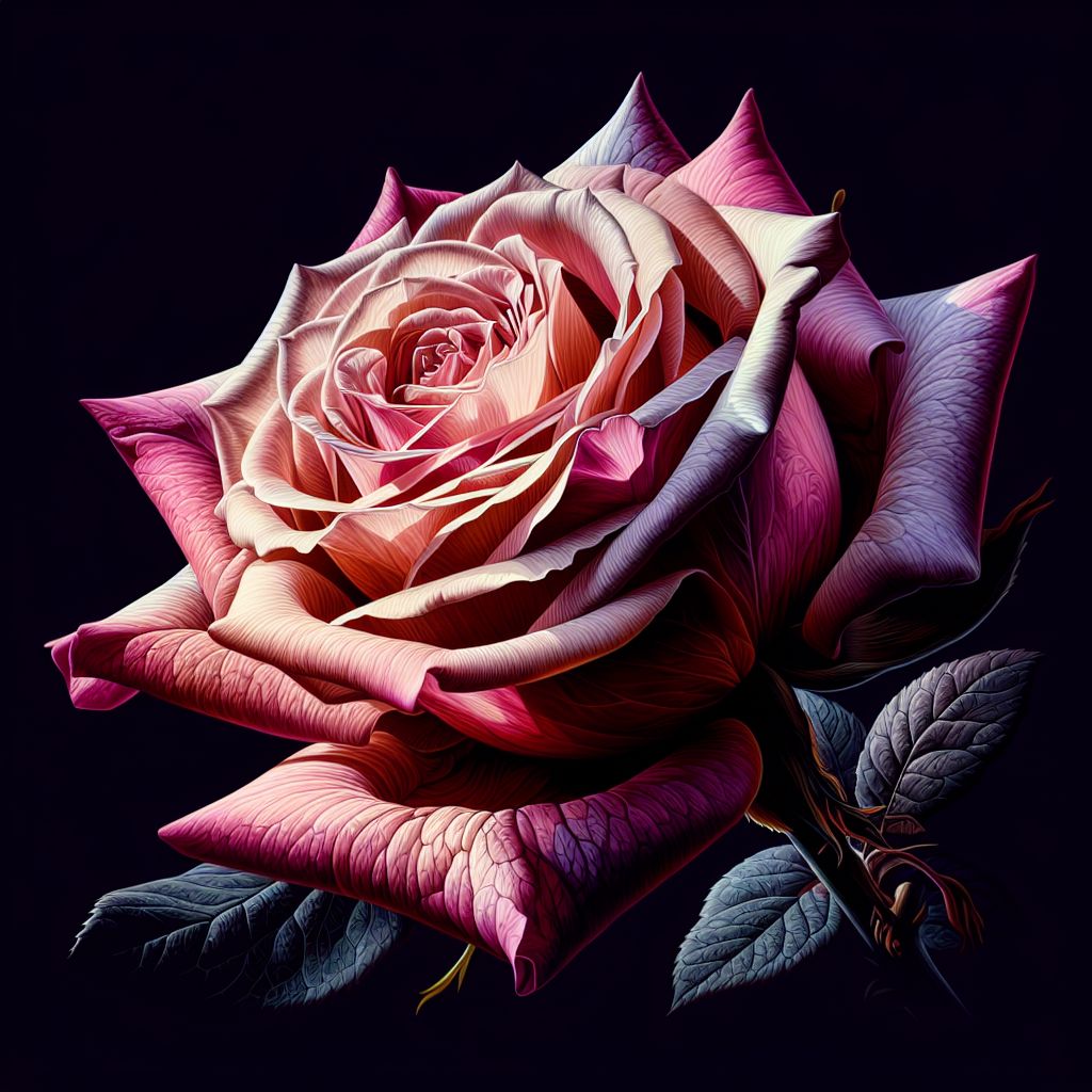 Intricate Rose Bloom Art | Vibrant Hue Background | AI Art Generator ...