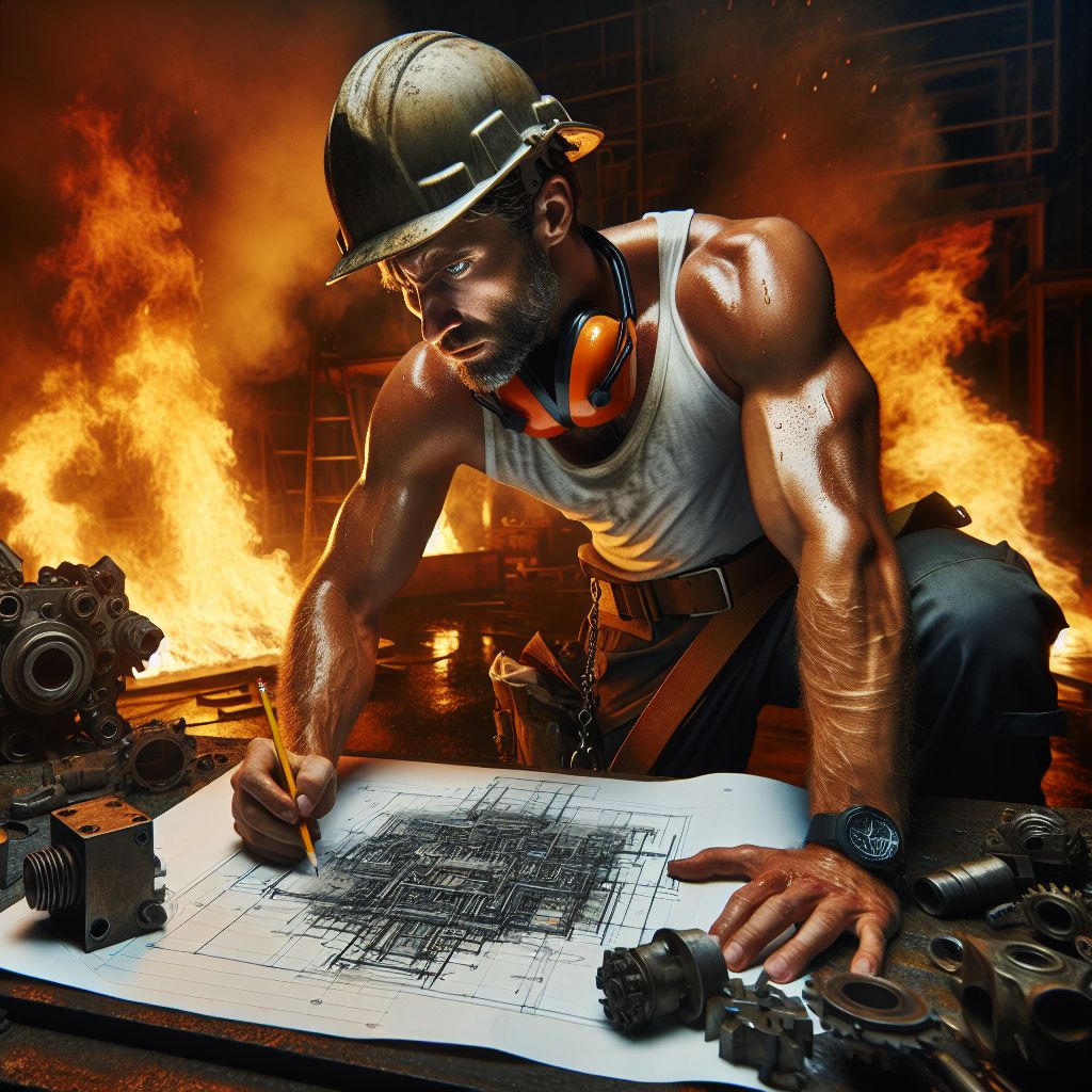 Chief Engineer Designer Working Under Tough Conditions | AI Art ...