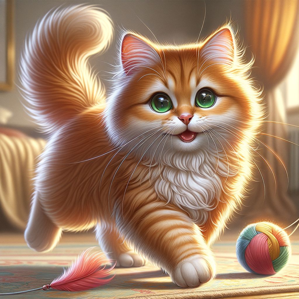 Orange Tabby Cat with Emerald Green Eyes | Playful and Fluffy | AI Art ...