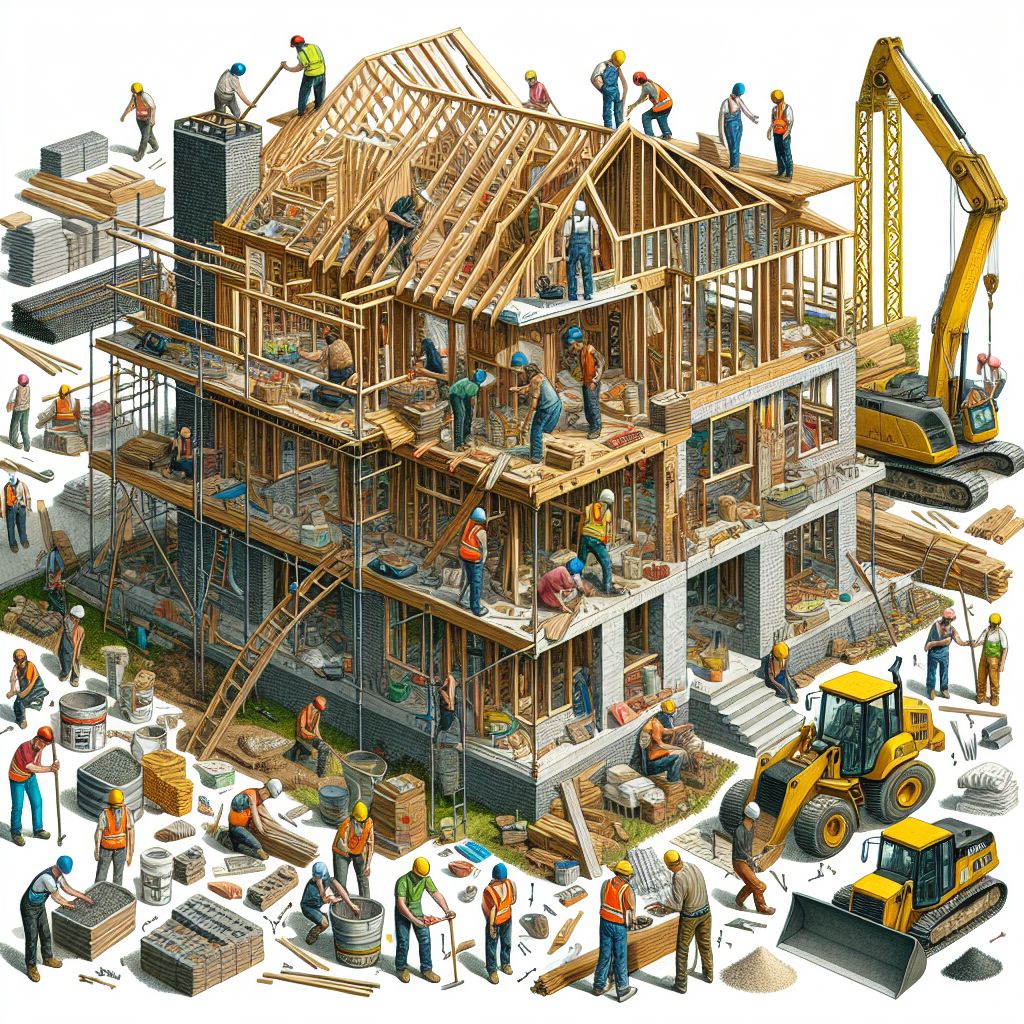 Diverse Construction Workers Building a House | Construction Site ...