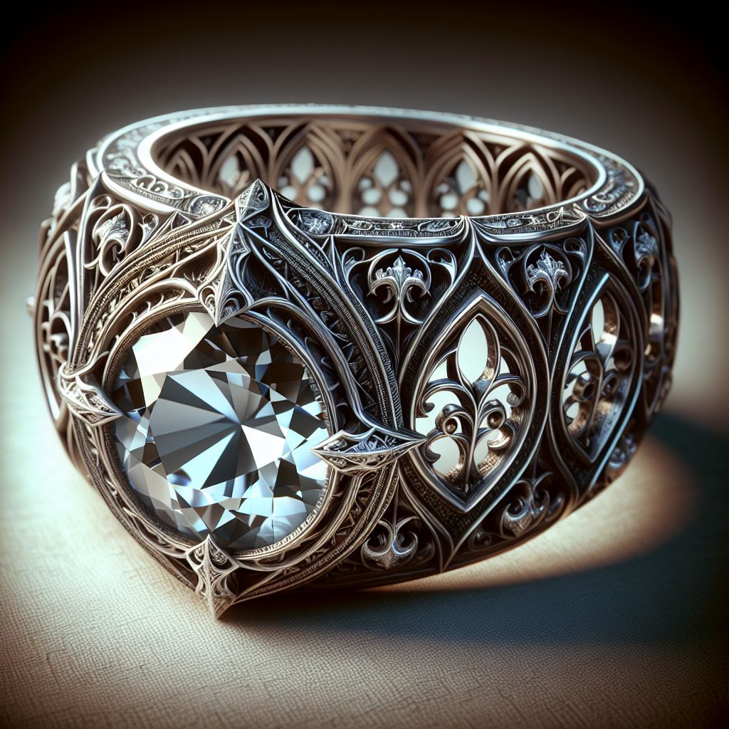Intricate Gothic Stone Ring with Luminous Gem | AI Art Generator | Easy ...