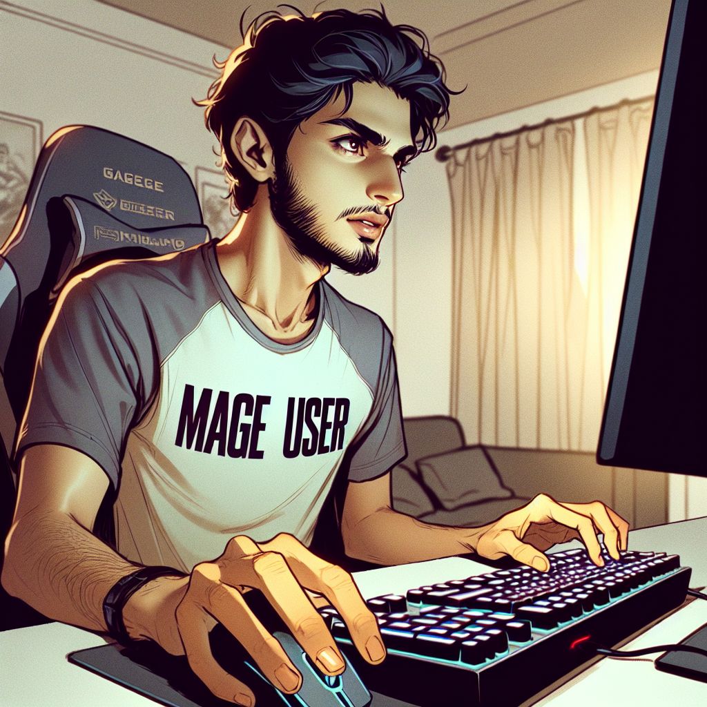 Young Middle-Eastern Male Computer Gamer - MAGE USER | AI Art Generator ...