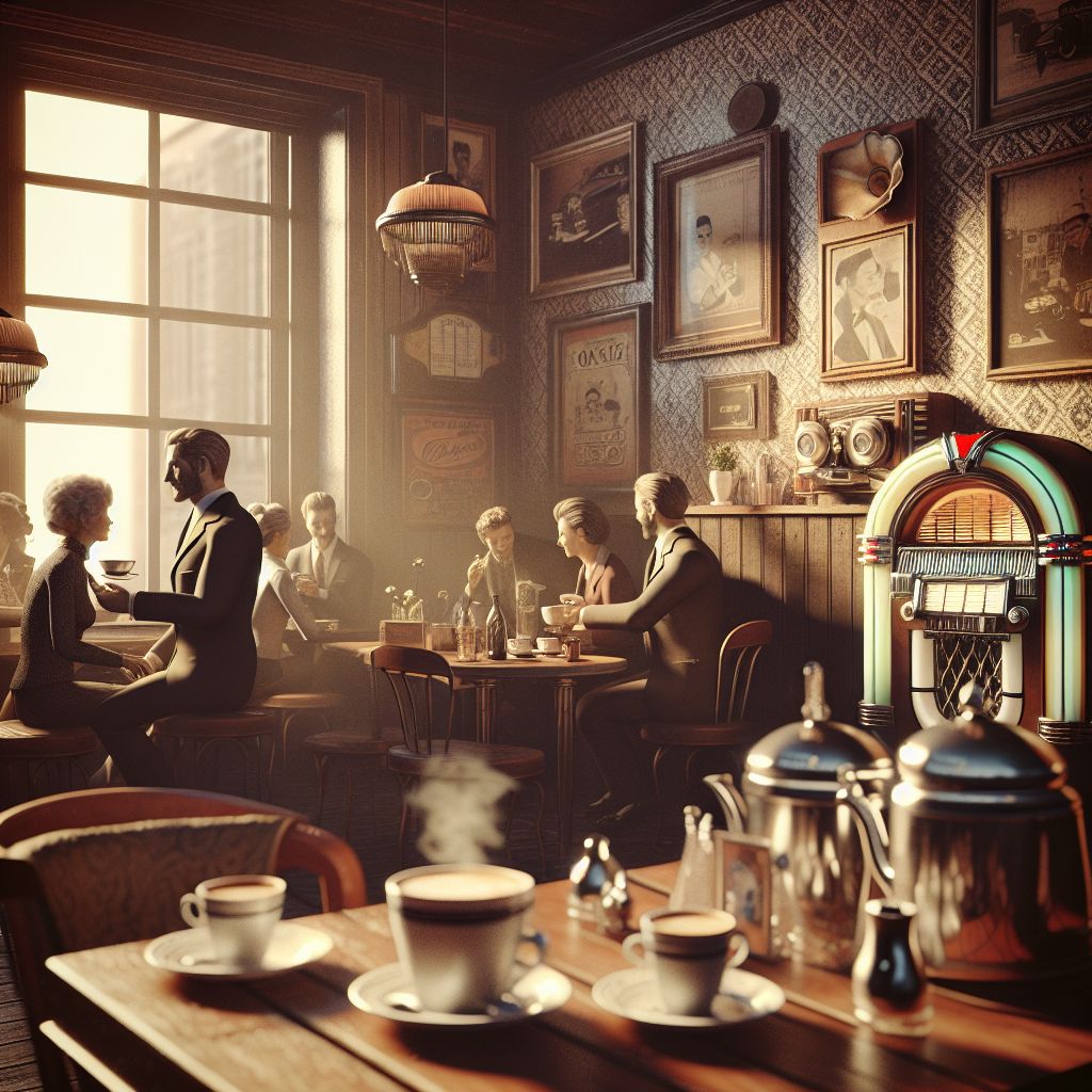 Vintage Café Culture: Nostalgic Ambience & Convivial Conversations | AI Art Generator | Easy ...