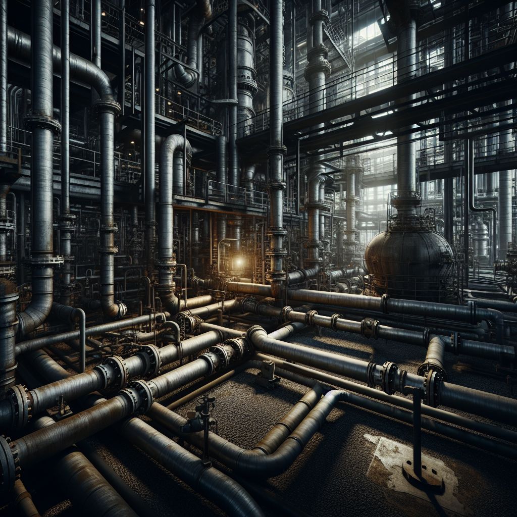 Intricate Industrial Pipes Network with Eerie Ambiance | AI Art ...