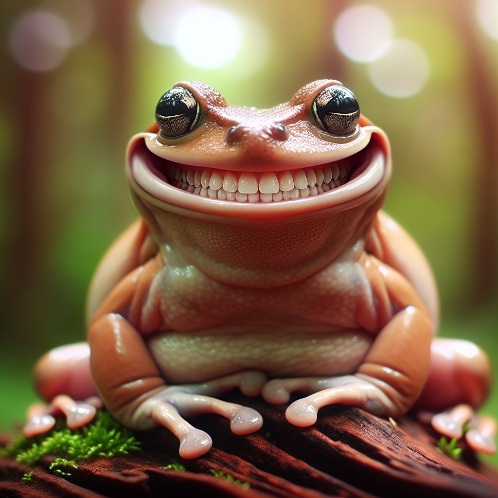 Smiling Frog Showing Teeth | AI Art Generator | Easy-Peasy.AI