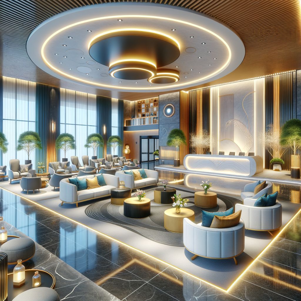 Modern Welcoming Reception Area Design | AI Art Generator | Easy-Peasy.AI