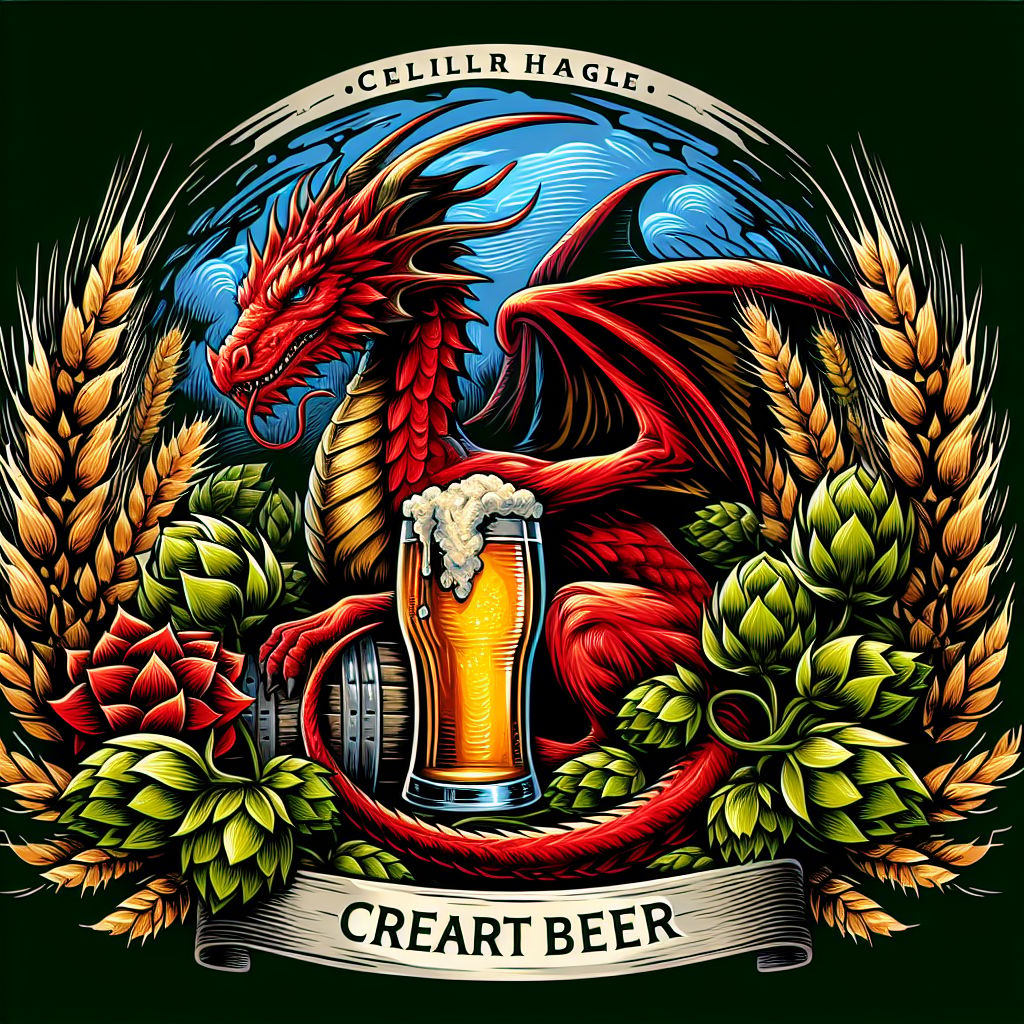 Vivid Red Cellar Dragon Enjoying Craft Beer in Vibrant Fantasy Scene ...
