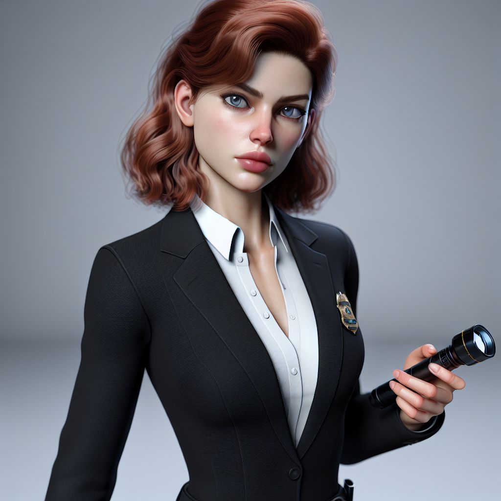 Photorealistic Woman in Black Suit | Detective Pose | AI Art Generator ...