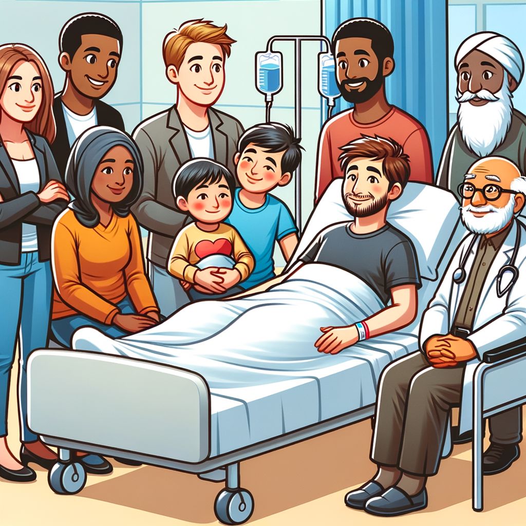 Hospital Room Illustration: Diverse Group Providing Support | AI Art ...
