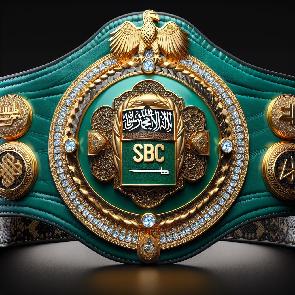 Saudi Boxing Championship Belt - Emerald Design with Gold Medallion ...