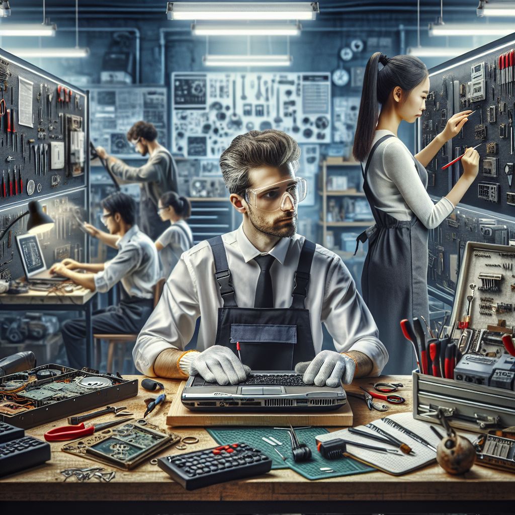Professional Laptop Repair in Technological Workshop | AI Art Generator ...