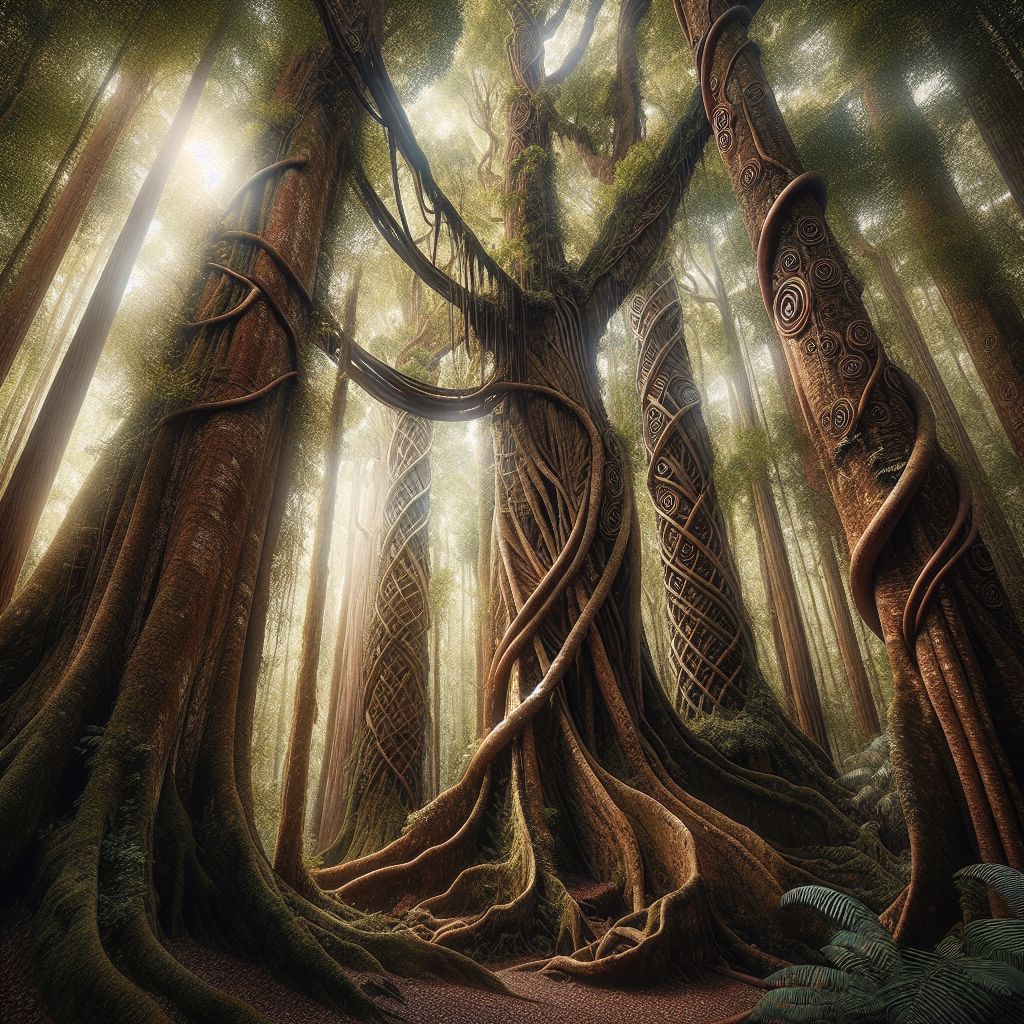 Ancient Forest with Grand Trees and Rattan Vines | AI Art Generator ...