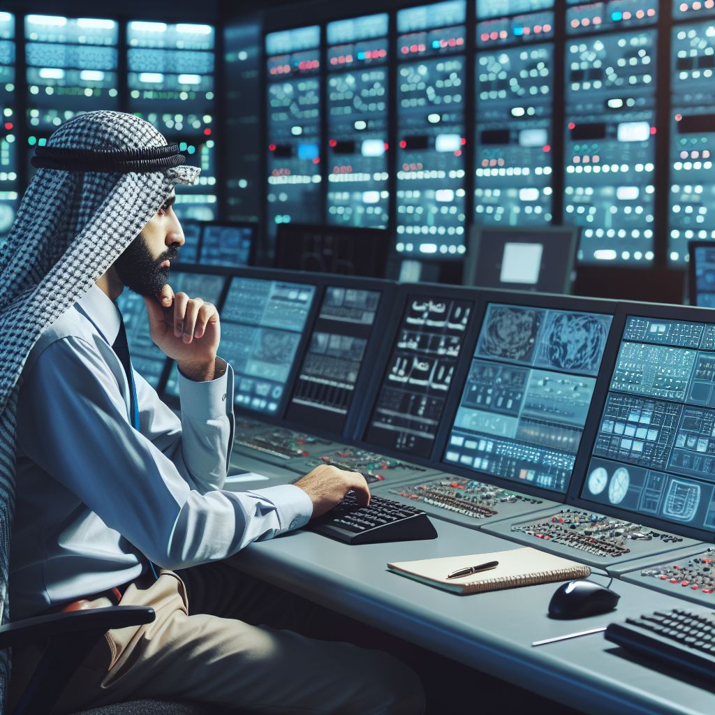 Middle-Eastern Man Monitoring Control Center Screens | AI Art Generator ...