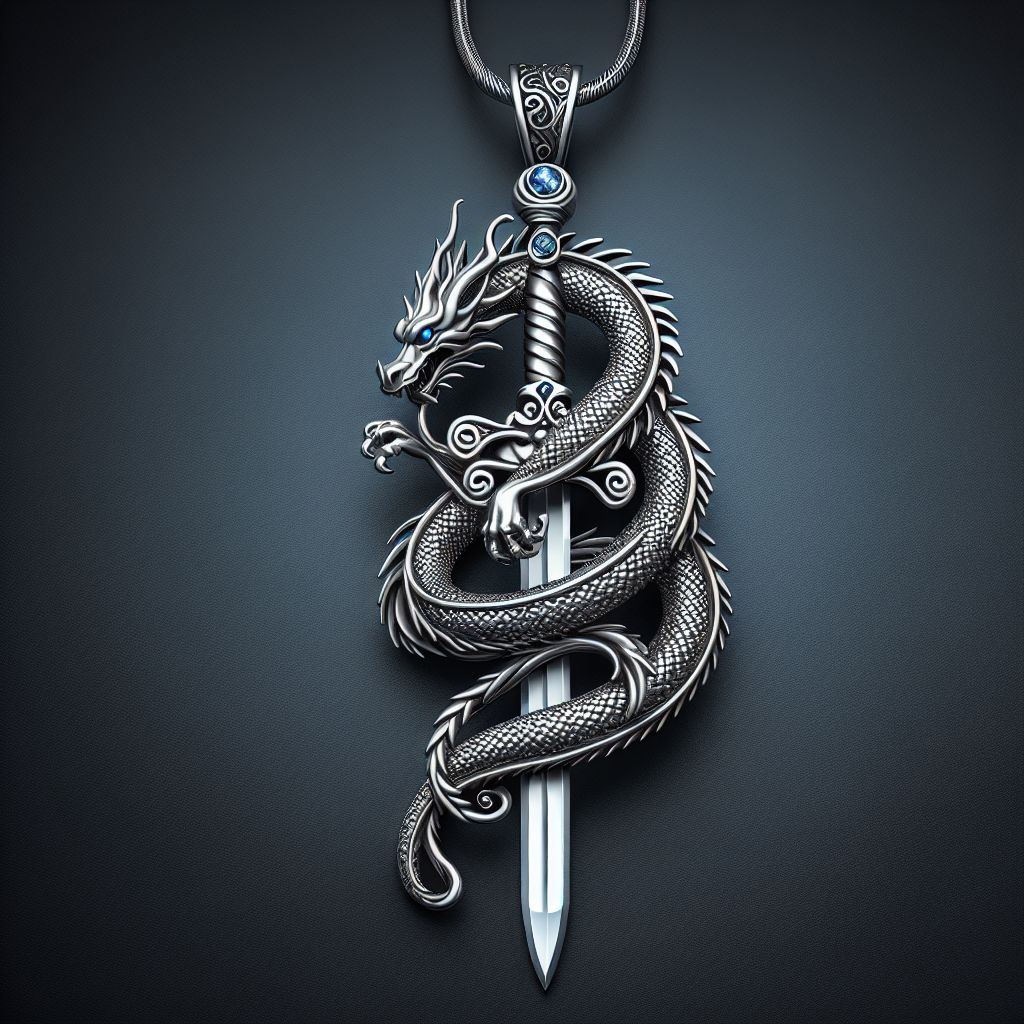 Dragon Pendant Silver Sword Medieval Art | AI Art Generator | Easy-Peasy.AI