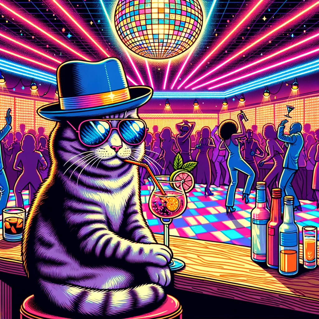 Silly Hat Cat at Disco: Fun, Excitement, Absurdity | AI Art Generator ...