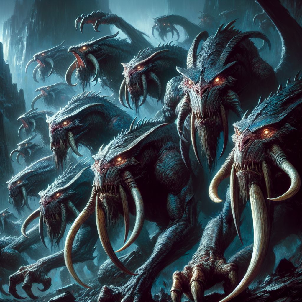 Squadron of Baghirs: Fantastical Creatures Charging Through Twilight ...