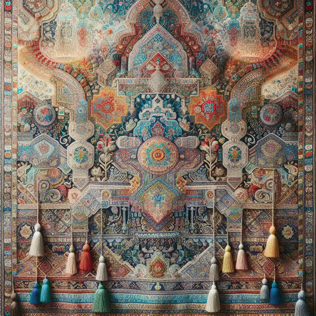 Intricately Designed Tapestry with Vibrant Colors and Textures | AI Art Generator | Easy-Peasy.AI