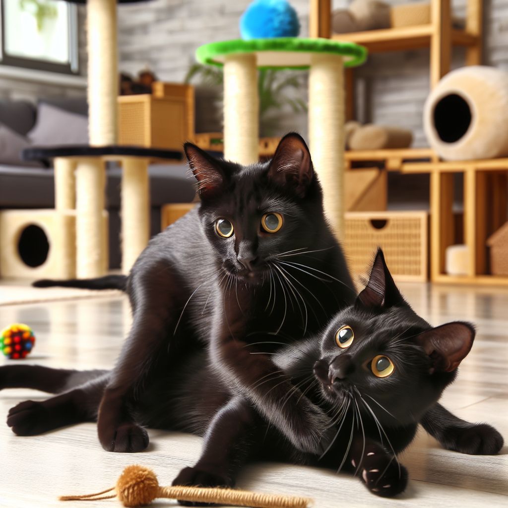 Playful Black Cats: Agile Antics in Cat-Friendly Environment | AI Art ...