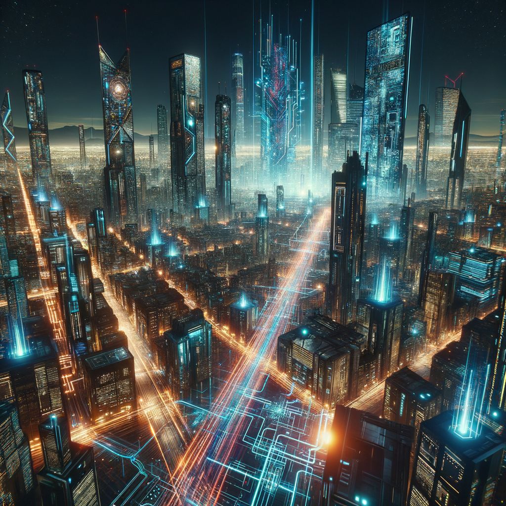 Futuristic Cyberpunk Cityscape: Neon Lights Night View | AI Art ...
