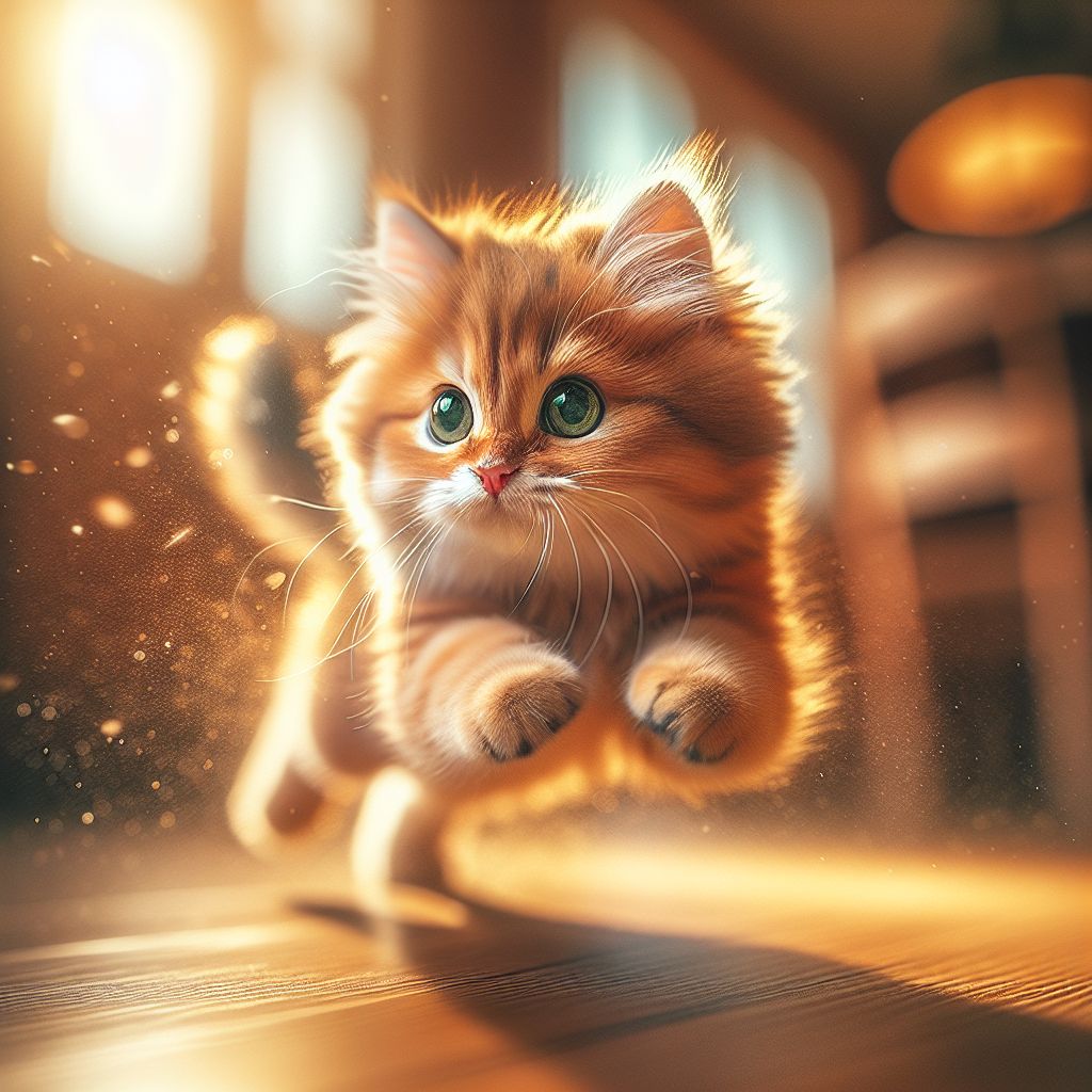 Playful Domestic Cat - Ginger Fur & Green Eyes | AI Art Generator ...