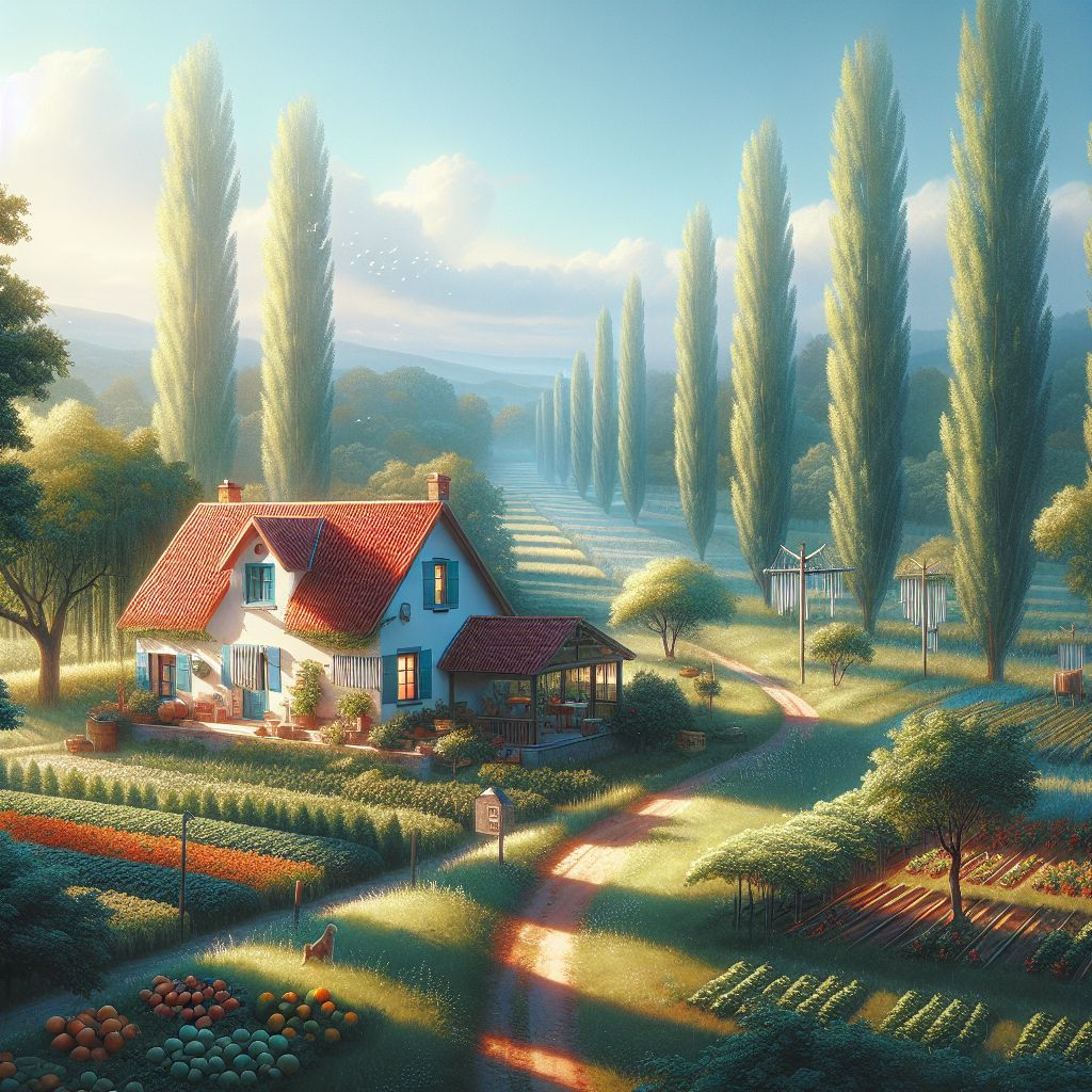 Tranquil Daytime Farm with Fruits and Vegetables | Charming Farmhouse ...