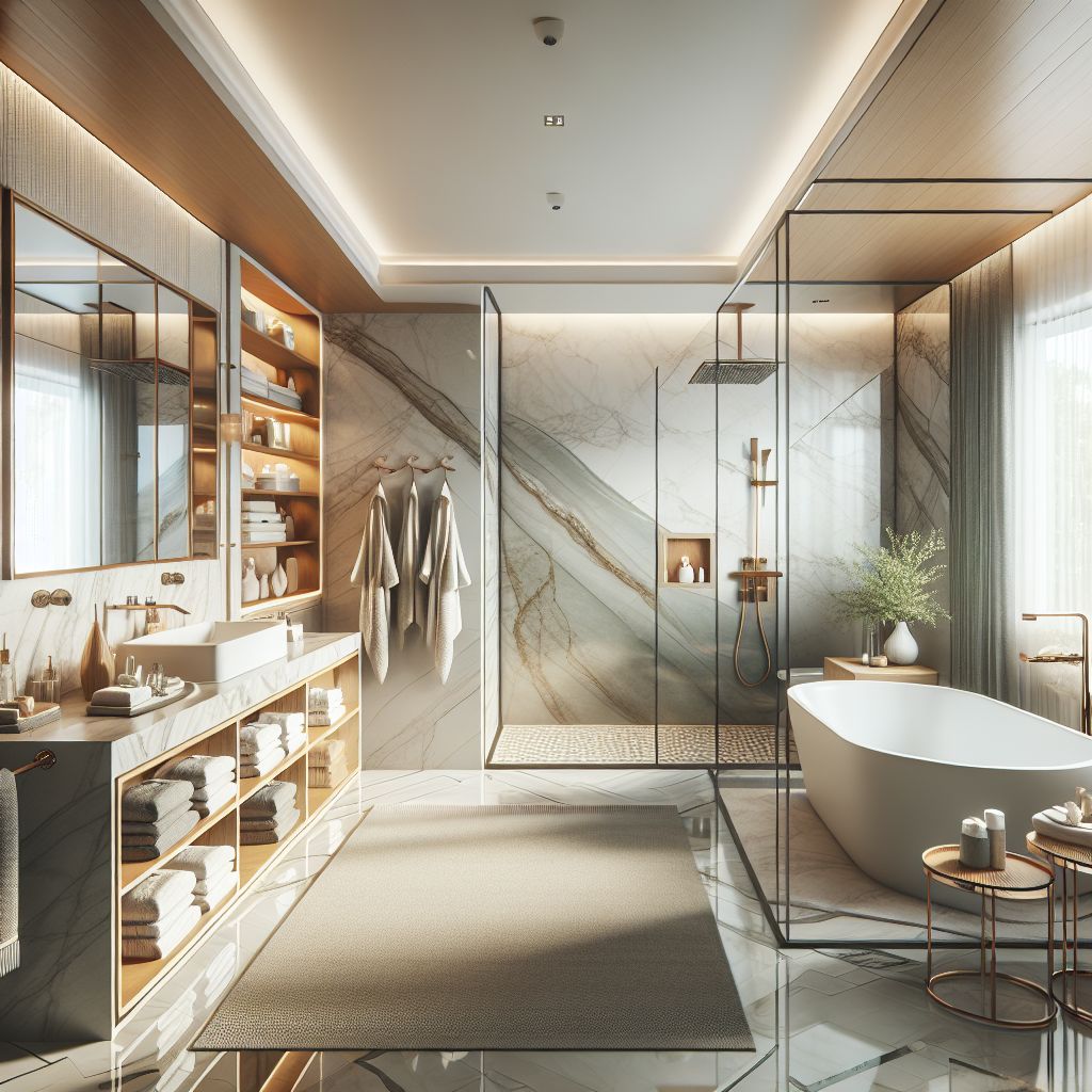Luxurious Modern Bathroom Remodeling with Walk-in Shower and Floating ...