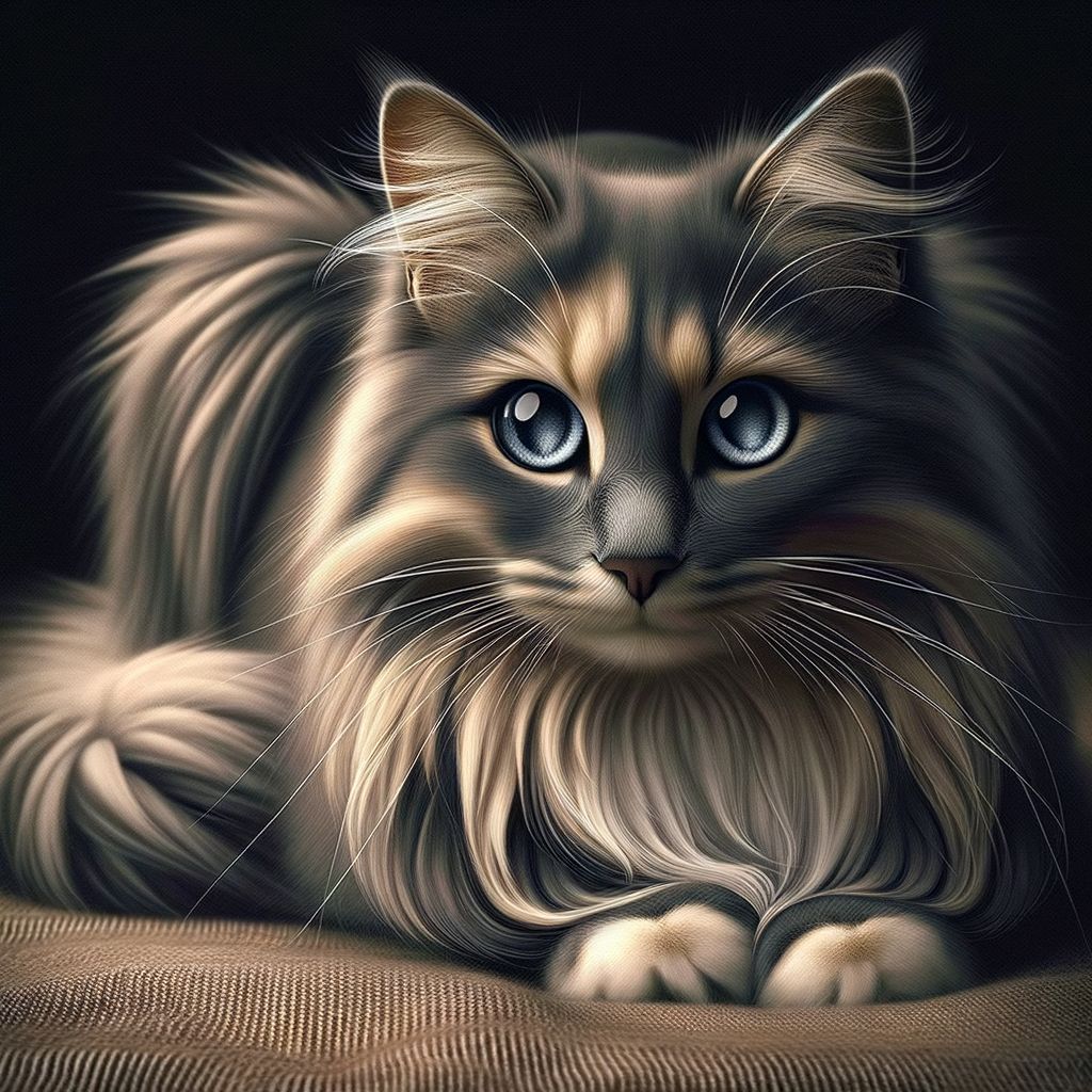 Exquisite Gradient Furred Cat with Emotive Eyes | AI Art Generator ...