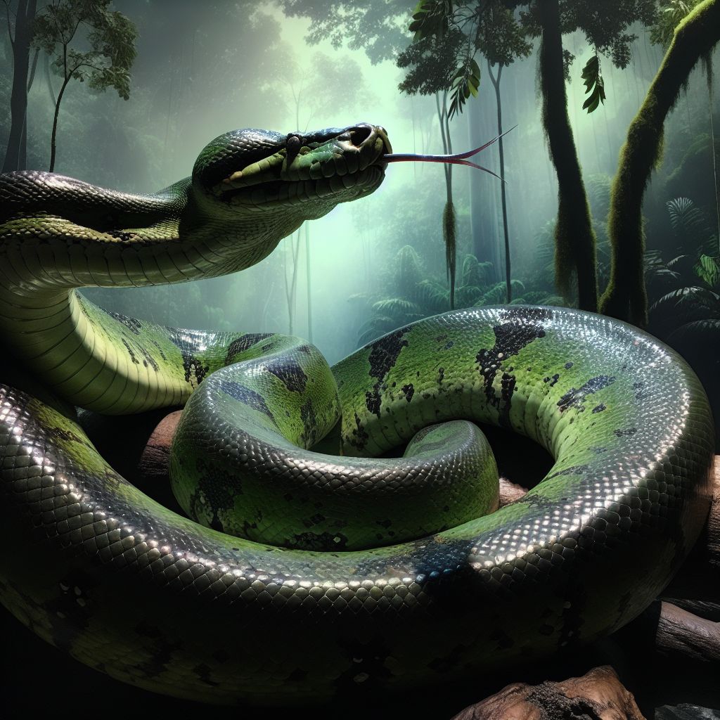 Green Anaconda Snake - Majestic Rainforest Predator | AI Art Generator ...