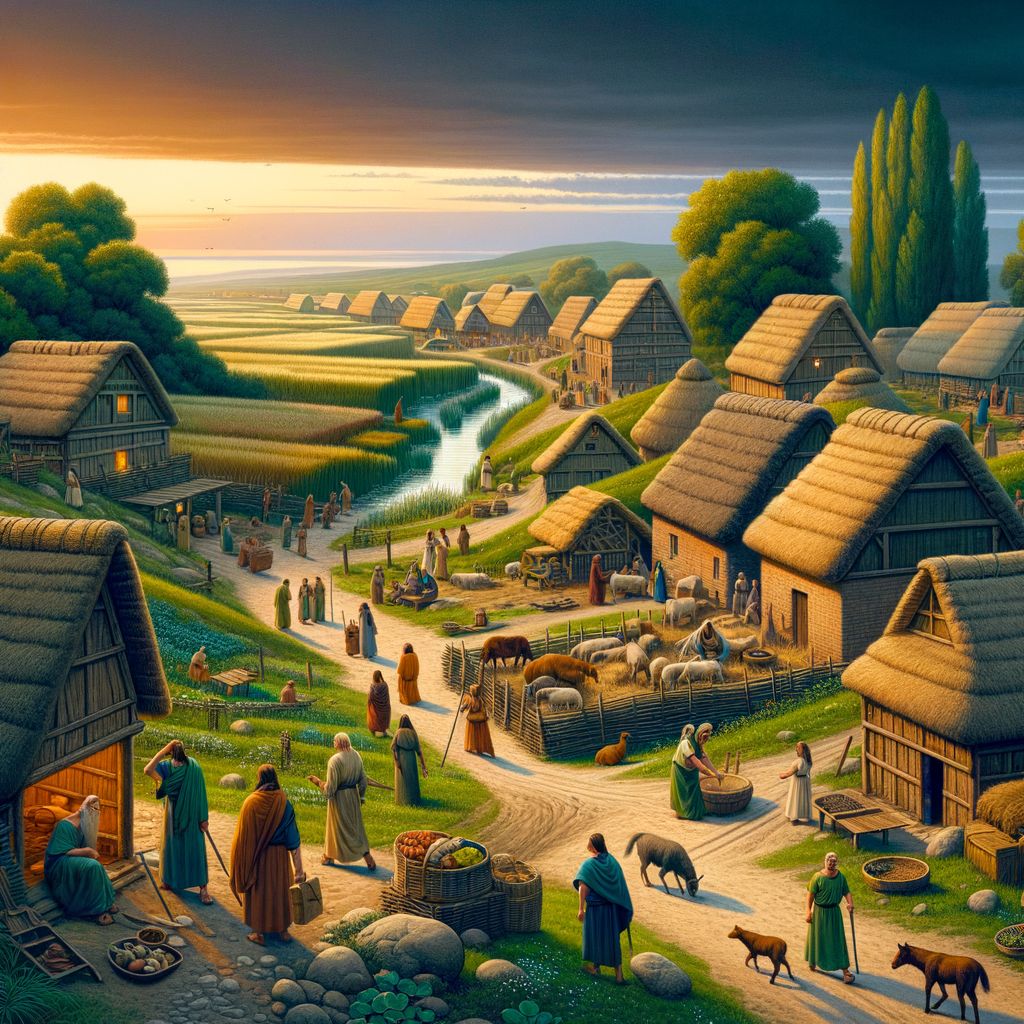 Ancient Village Life: Thatched Houses & Verdant Fields | AI Art ...